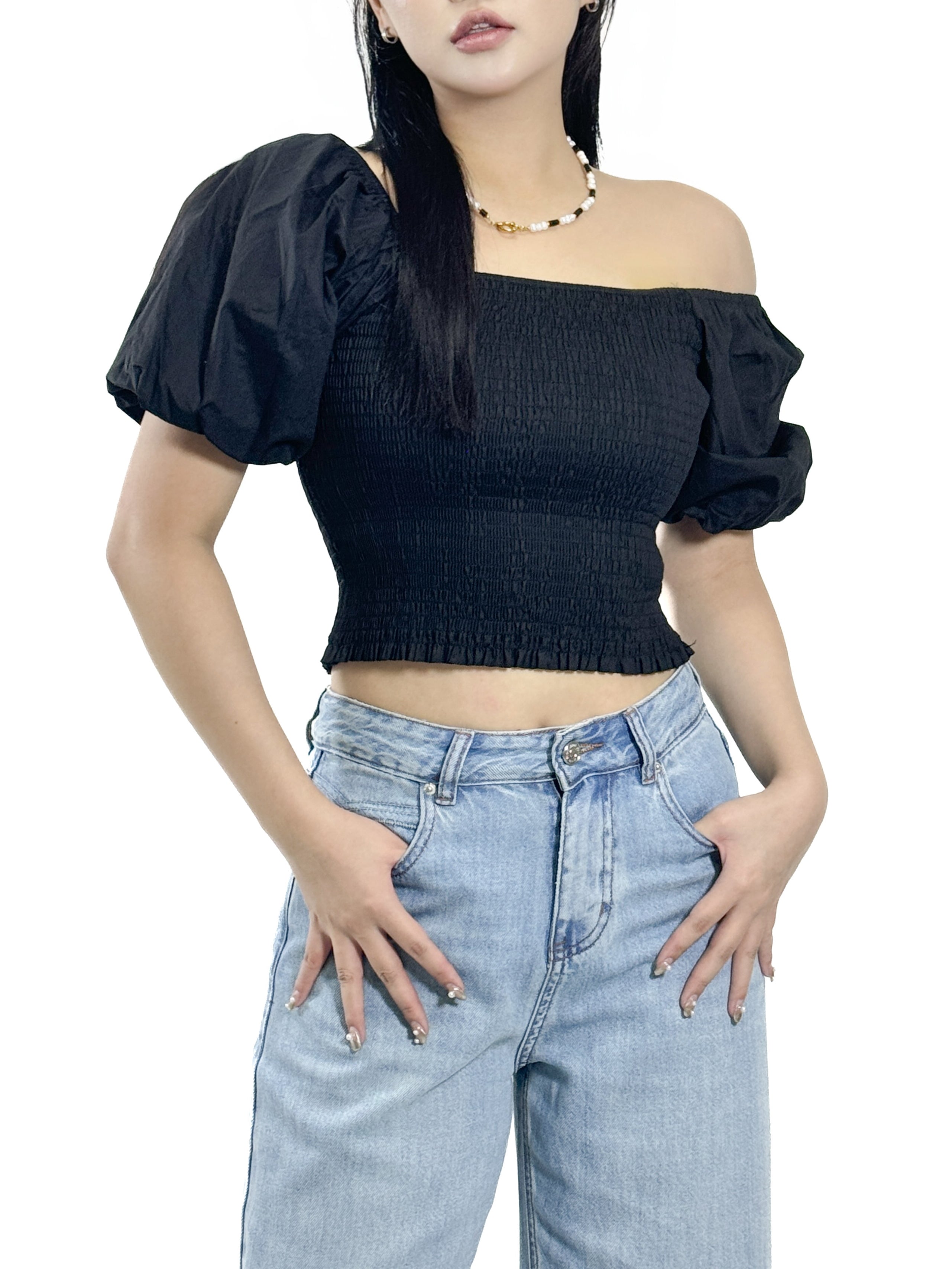 BELLA PUFF-SLEEVE SMOCKED TOP – TUTUZ